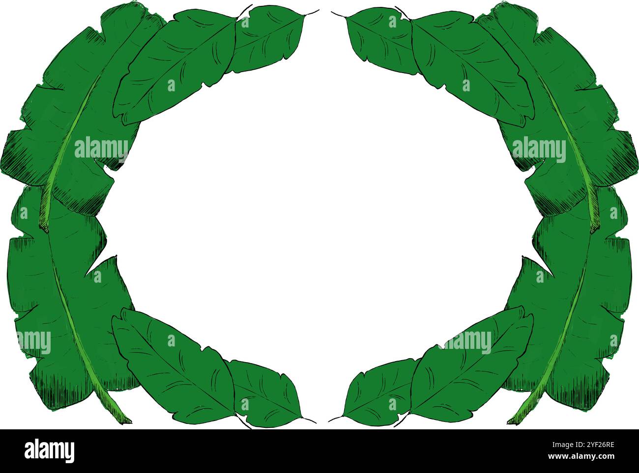 Tropical graphic oval ellipse frame with flowers and leaves. Hand ...