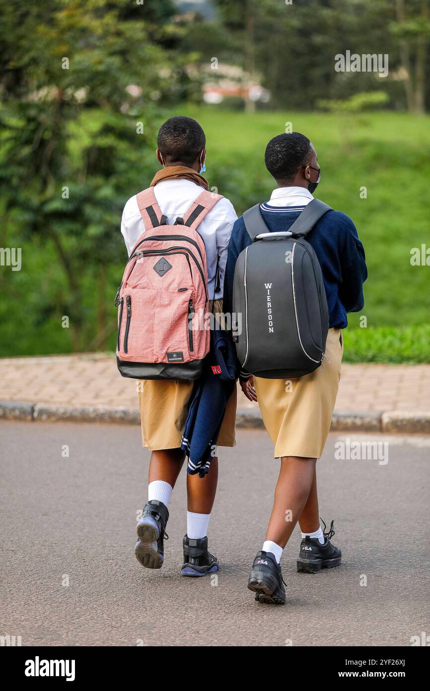 Teenagers walking from school in Kigali, Rwanda Teenagers walking from ...