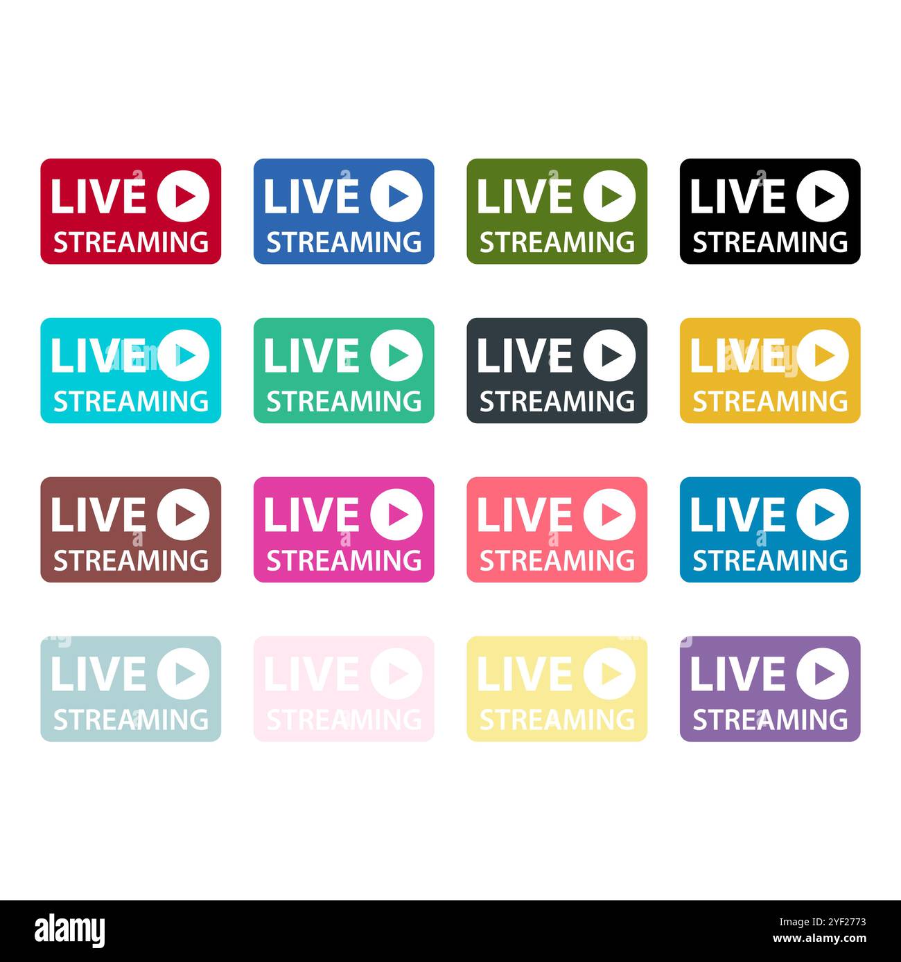 Set of Live streaming icon, stream button design, web player vector ...
