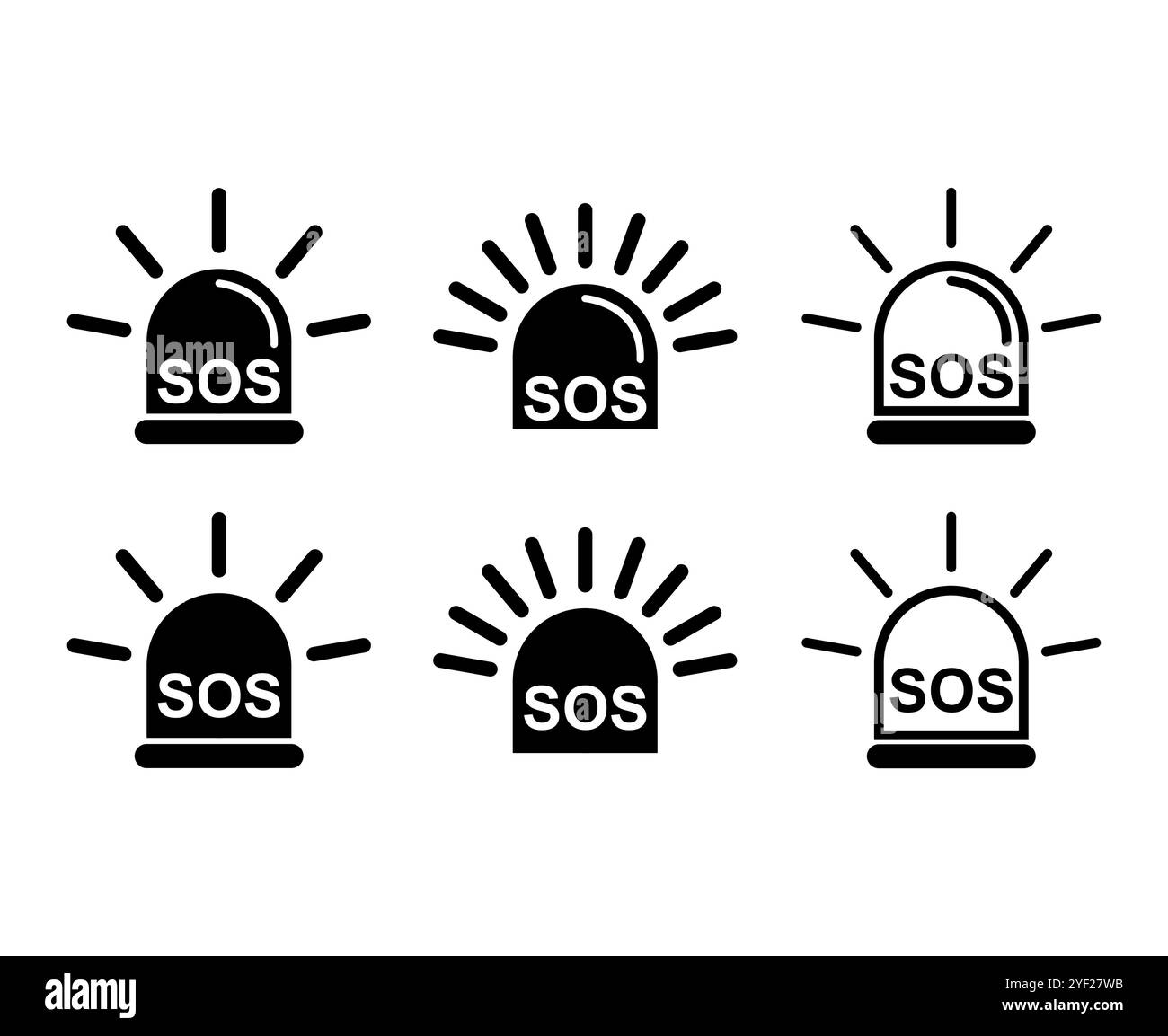 Set of SOS help icon, safety support alert design, save vector ...
