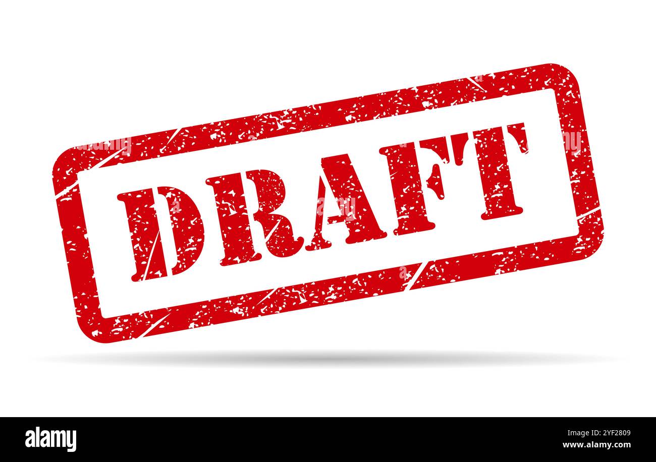 Draft stamp shadow symbol, label sticker sign button, text banner ...