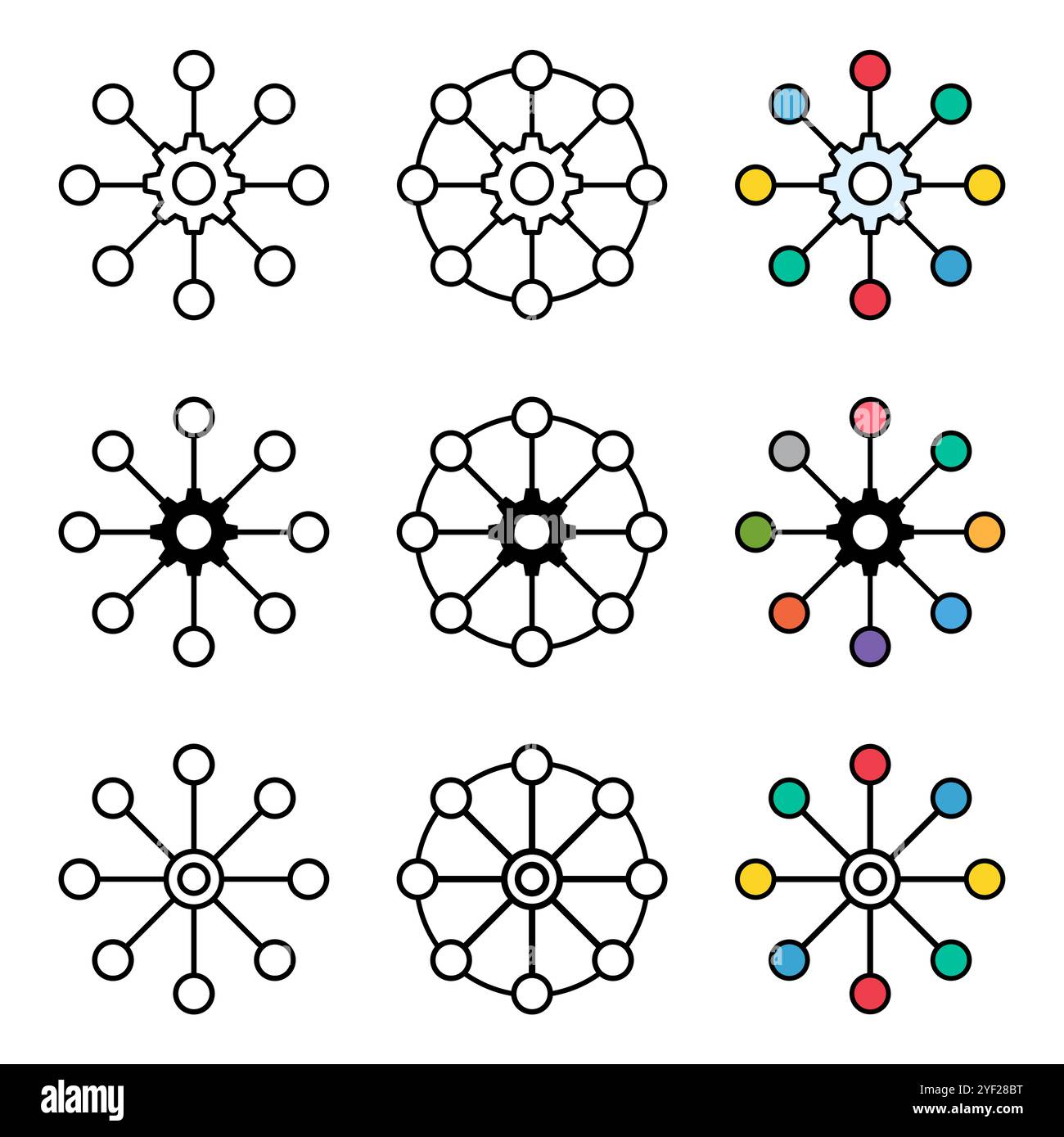 Set of Multichannel digital design icon, omnichannel flat web symbol ...
