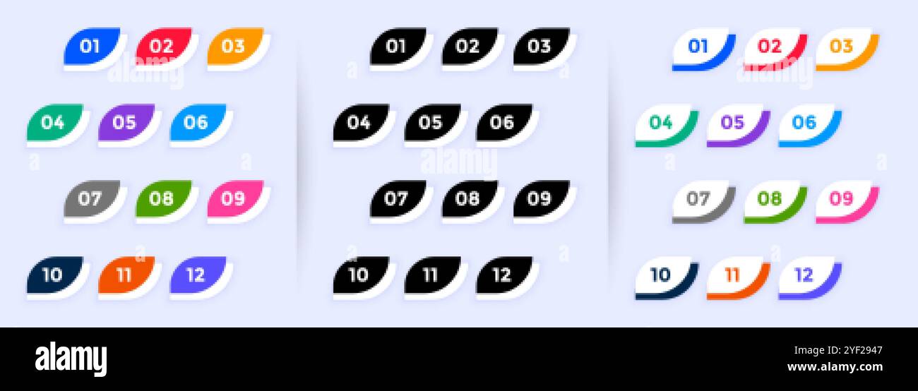 modern button style bullet points numbers from one to twelve Stock ...