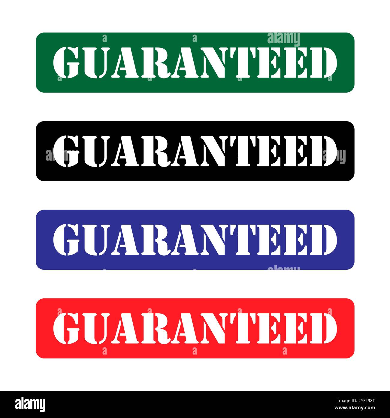 Set of Guaranteed stamp symbol, label sticker sign button, text banner vector illustration Stock ...