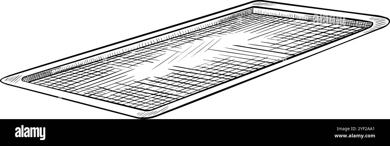 Tray vector illustration. Linear drawing of dish for food painted by ...