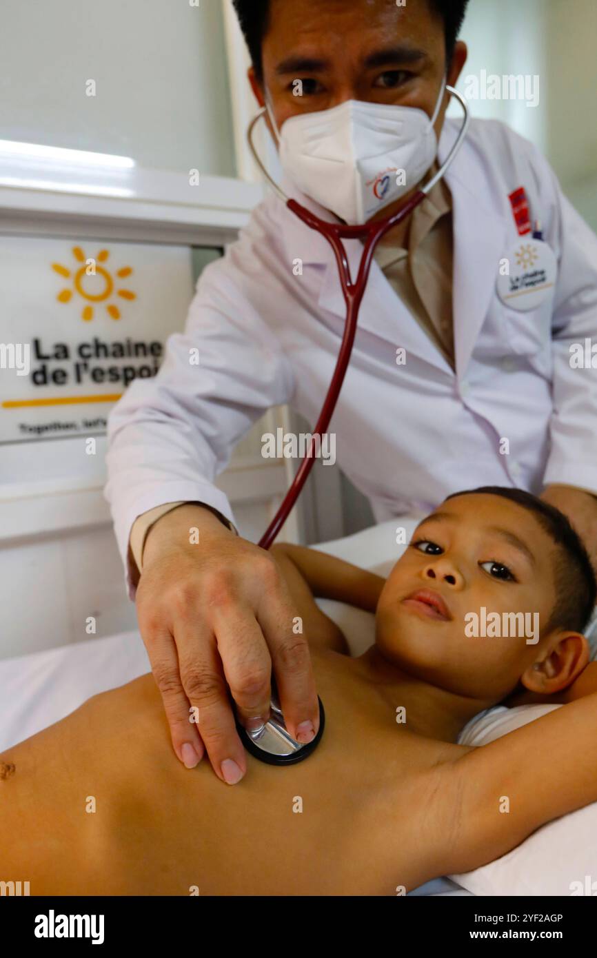 Calmette hospital. Child suffering of congenital heart disease. French ...