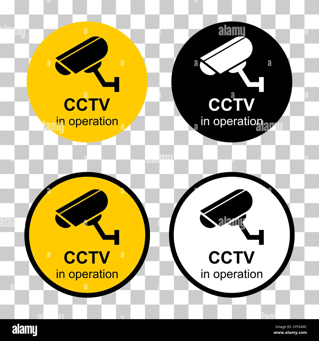 Set of closed circuit television camera icon, CCTV video protection ...