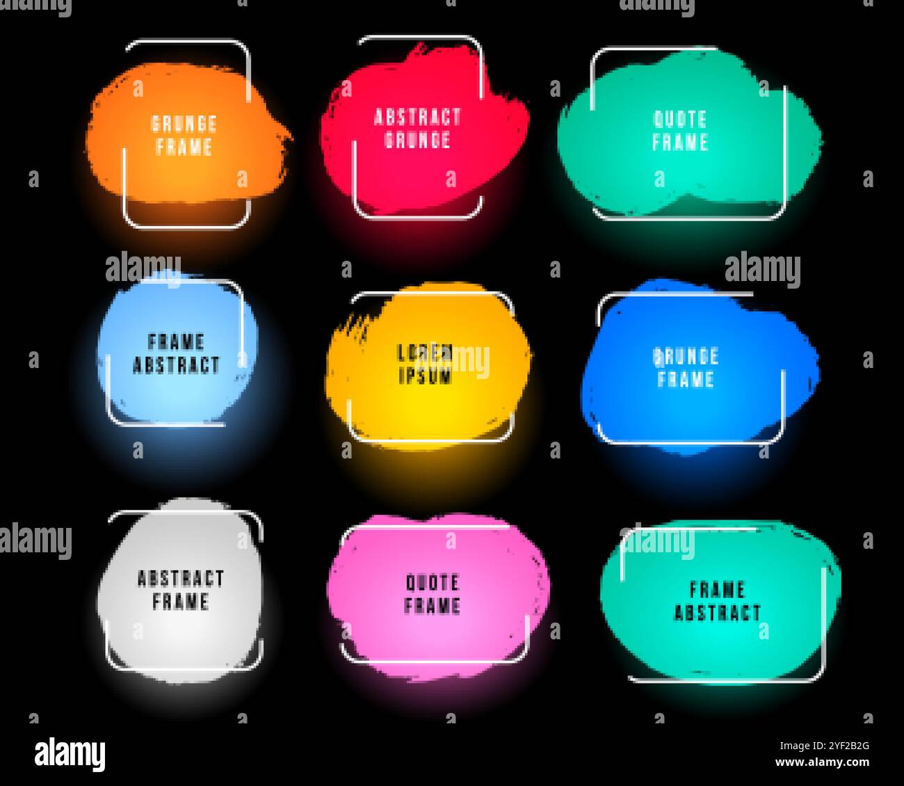 Brush stroke frames color set hi-res stock photography and images - Alamy