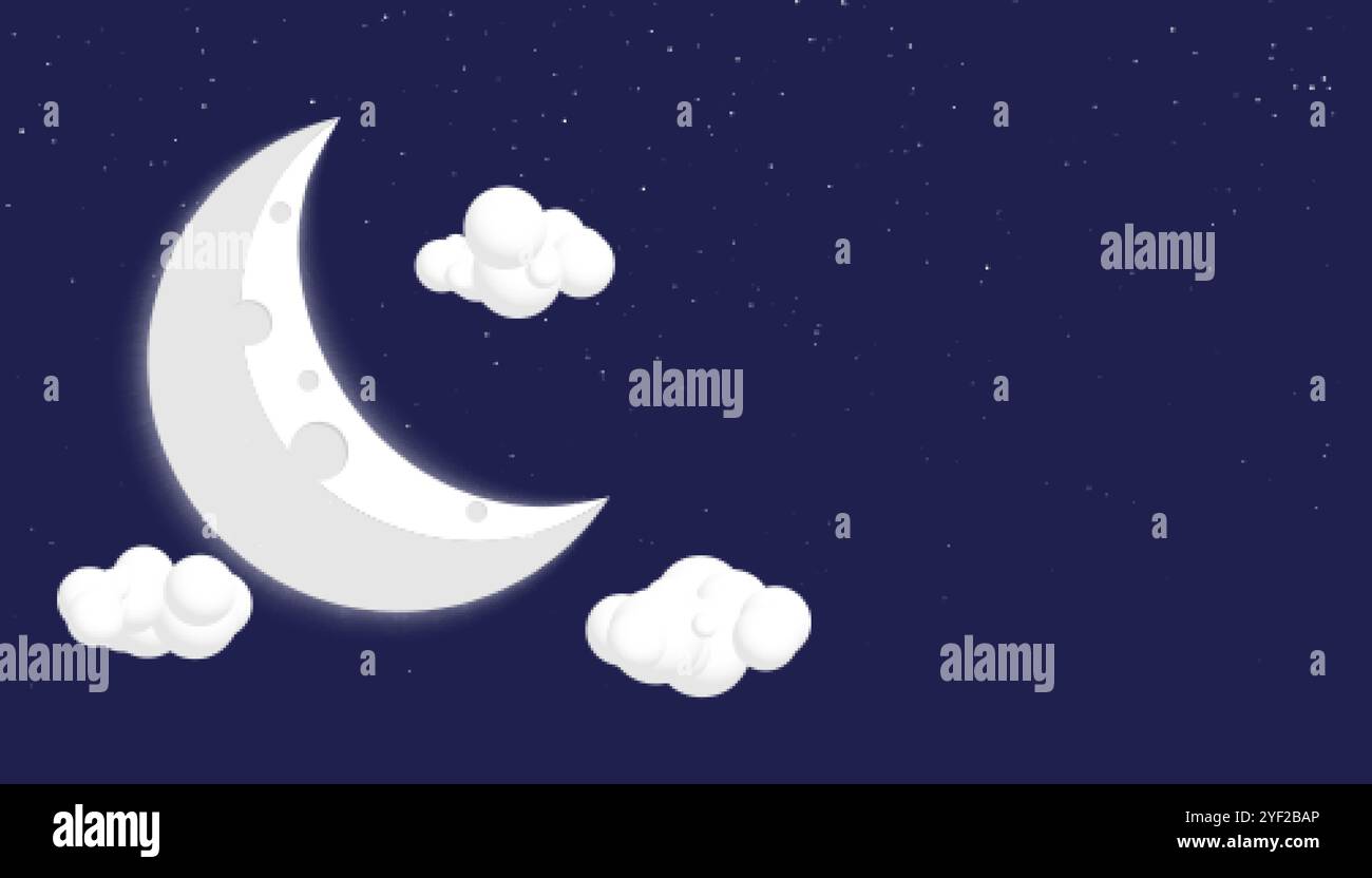comic style moon stars and clouds background design Stock Vector Image ...
