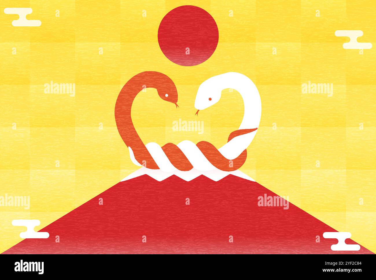 New Year's card for the year of the snake 2025, tied red and white ...