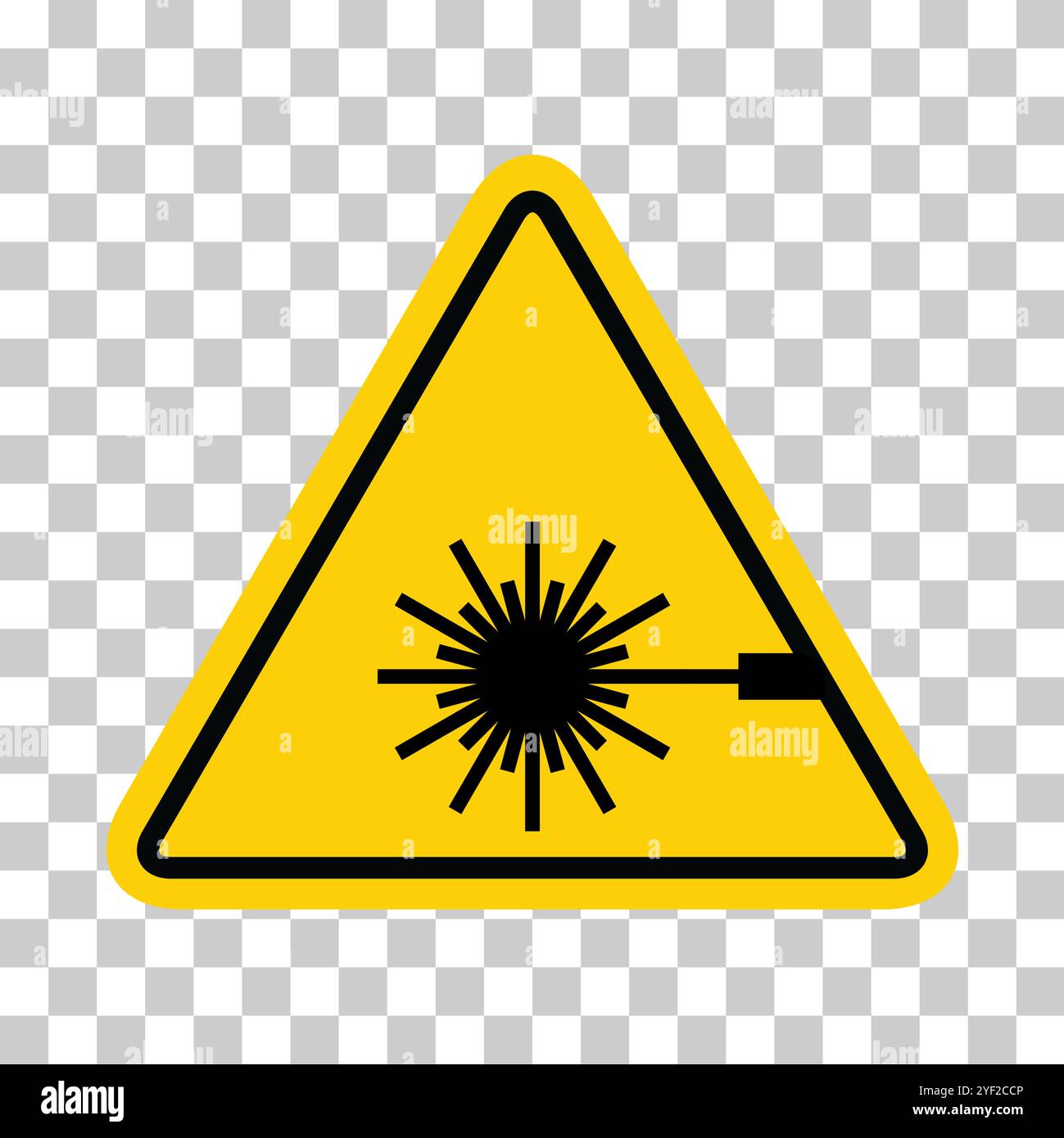 Laser radiation danger label icon, safety protection information symbol ...