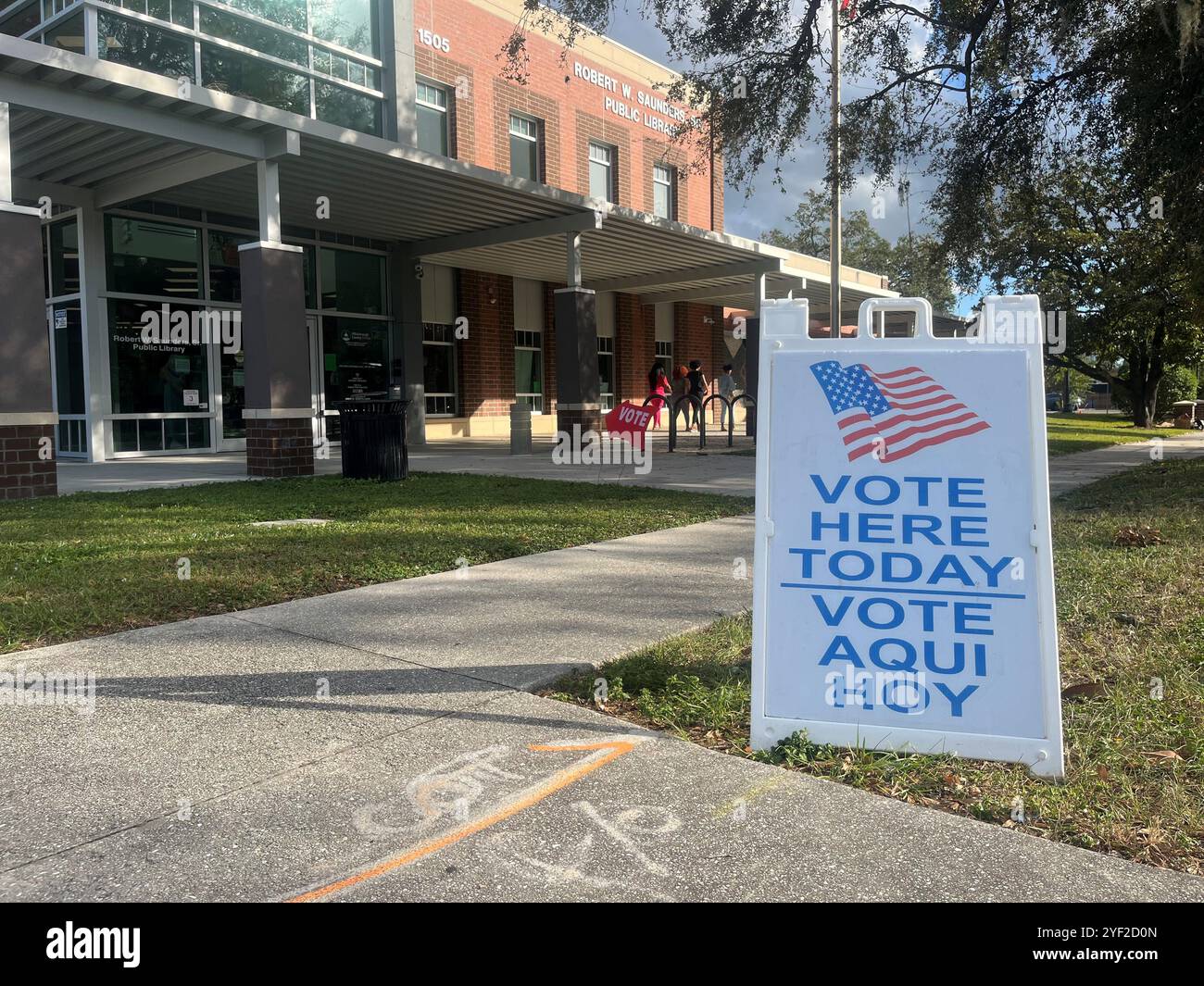 A polling station at Robert W. Saunders, Sr. Public Library in Tampa ...