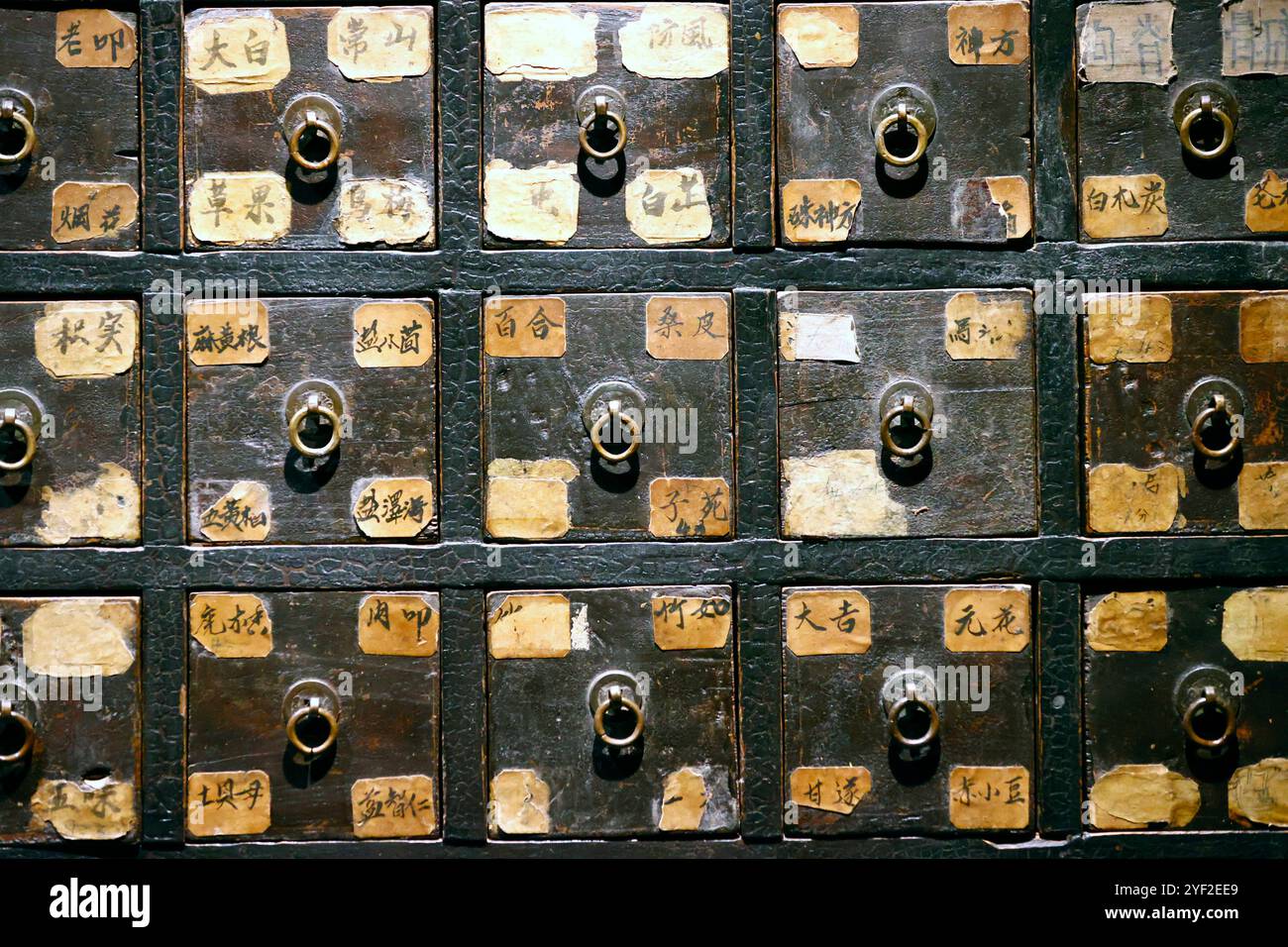 Traditional chinese medicine. Pharmacy cabinet. China. 19 th century ...