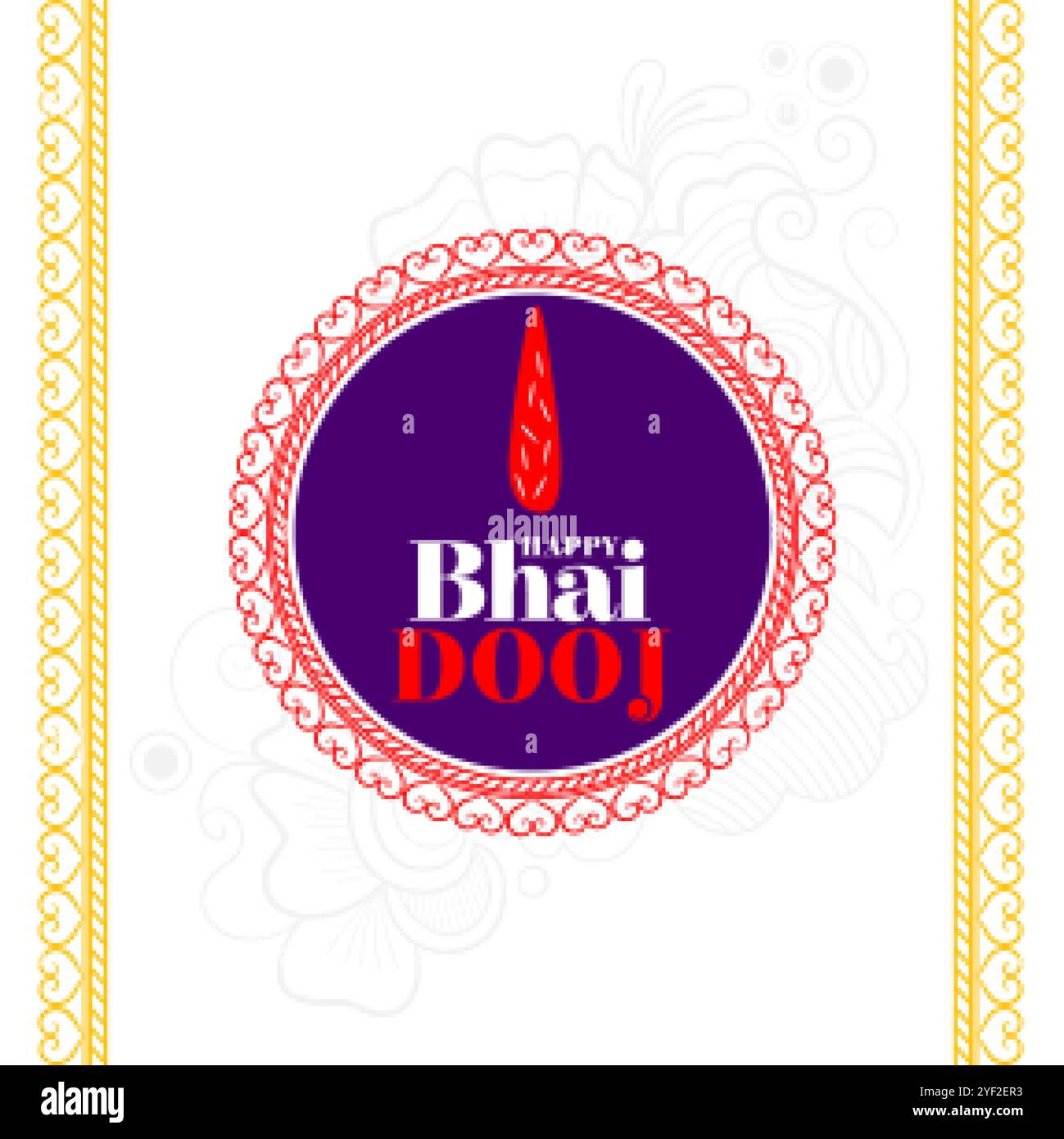 Happy bhai dooj wishes background traditional design vector Stock ...