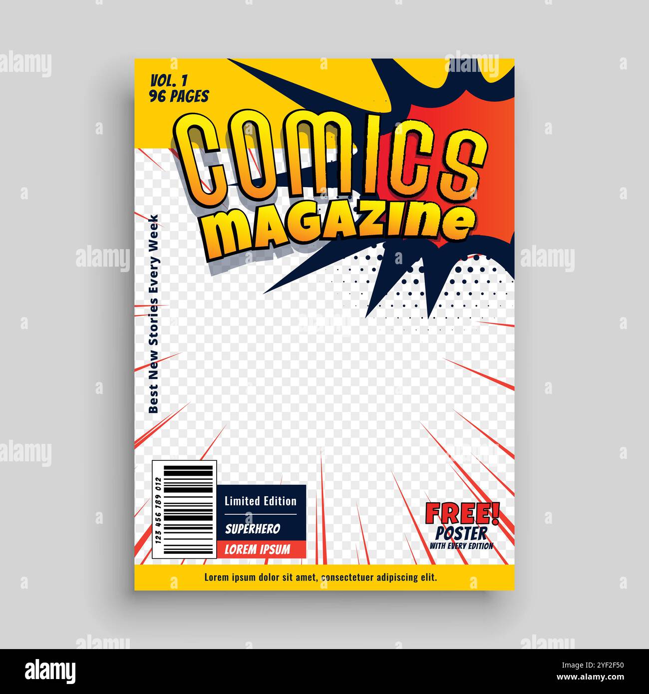 comic magazine presentation book cover template design Stock Vector ...