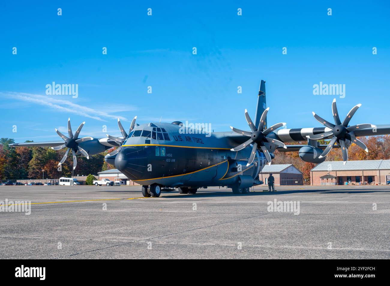 A 103rd Airlift Wing C-130H Hercules aircraft, retrofitted with new ...