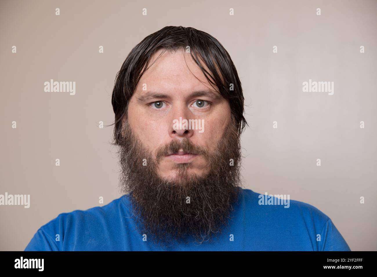Man beard blue shirt hi-res stock photography and images - Alamy
