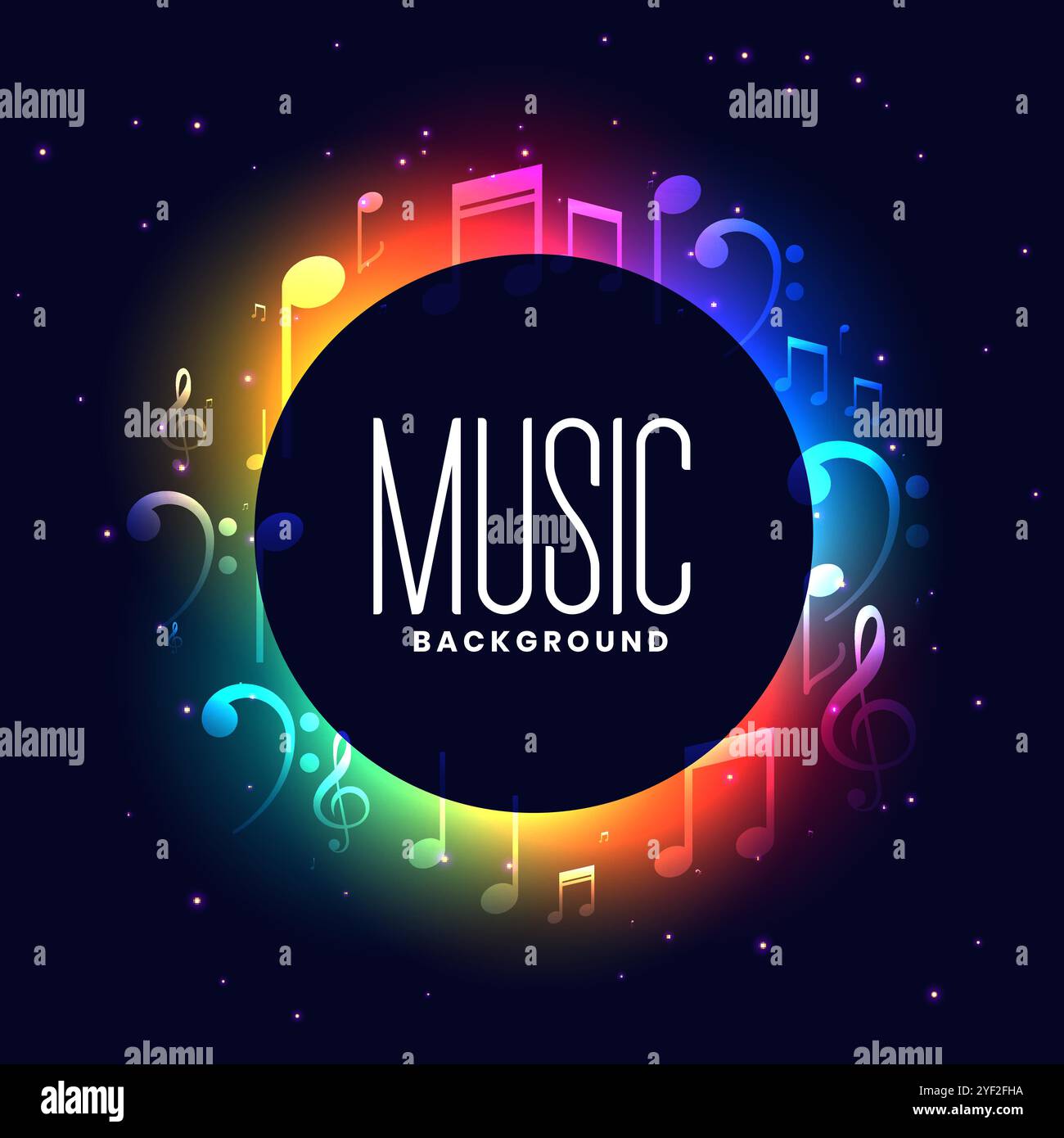 colorful musical festival background with music notes design Stock ...