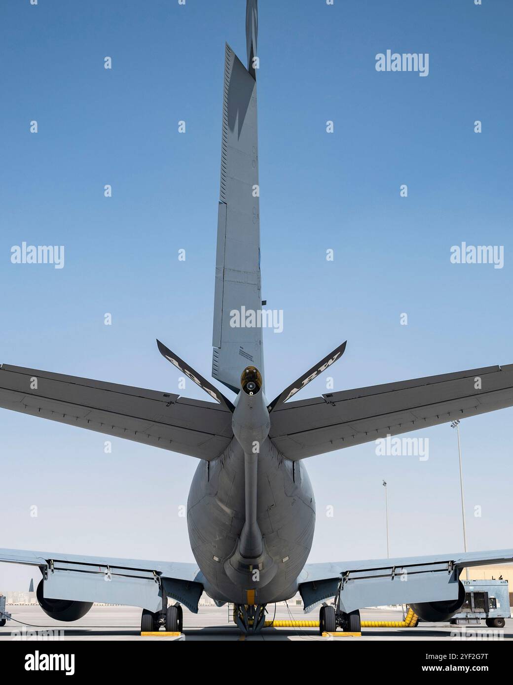A U.S. Air Force KC-135 Stratotanker is prepared for a flight over the ...