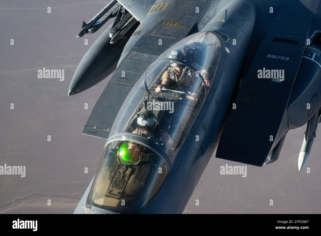 A U.S. Air Force F-15E Strike Eagle pilot and weapons systems officer ...