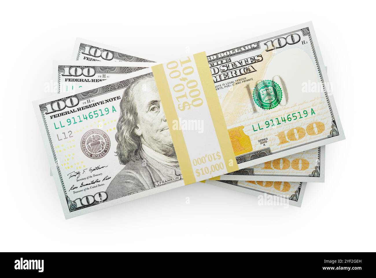 Thirty Thousand Dollars Stack of One Hundred Dollar Bills Isolated on a ...