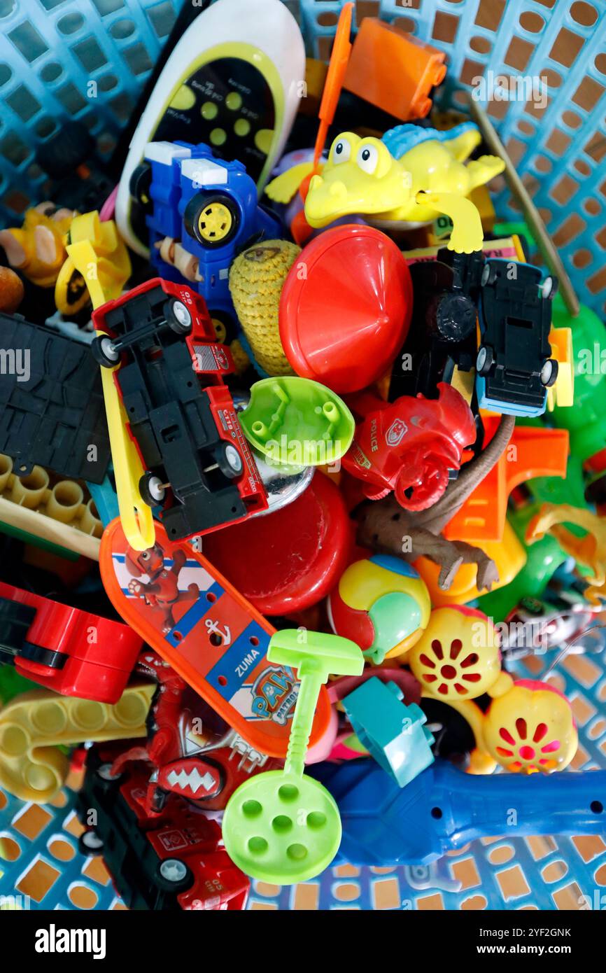 The interior of the children s room with lots of colorful plastic toys ...