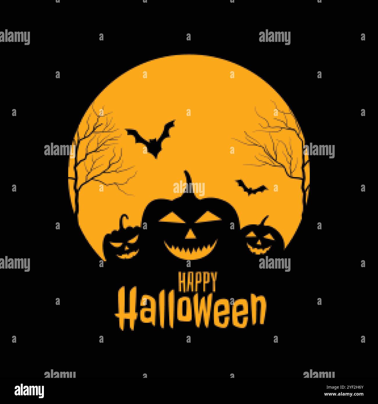 happy halloween scary black and yellow card design Stock Vector Image ...