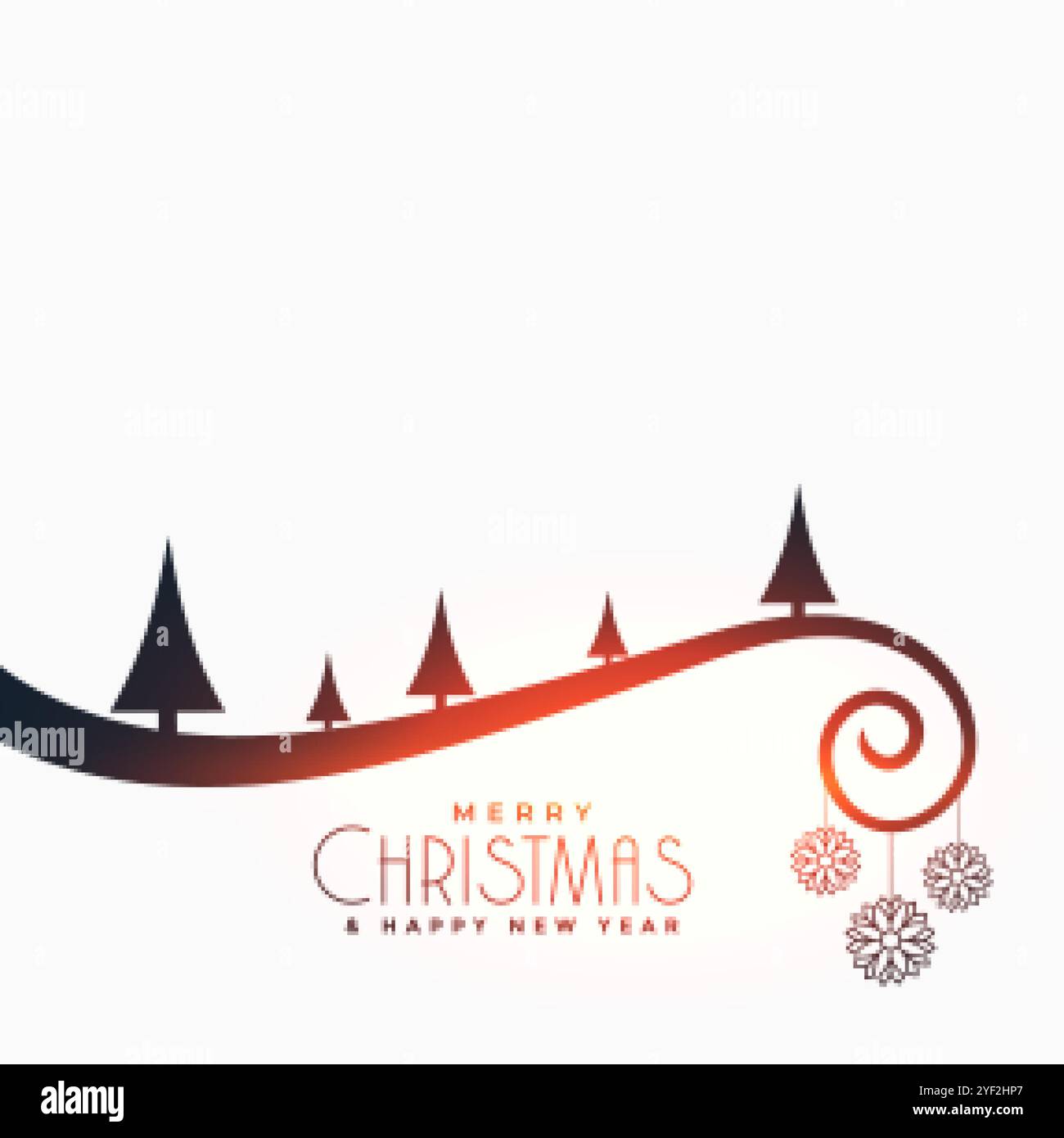nice merry christmas flat card designwith tree and balls Stock Vector ...