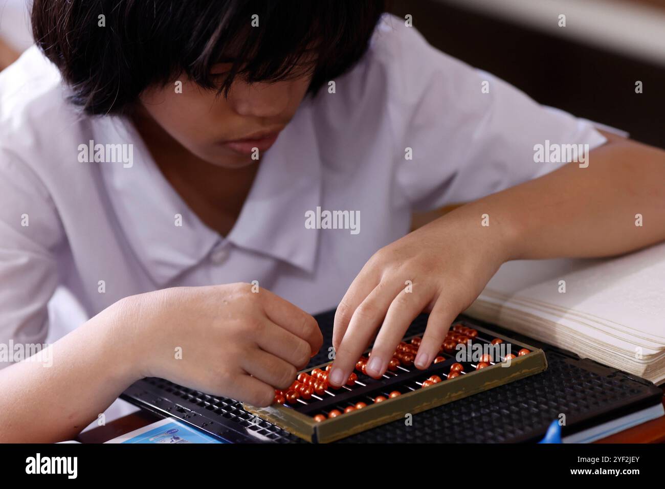 Center for blind children. Blind student at school. Ho Chi Minh city ...