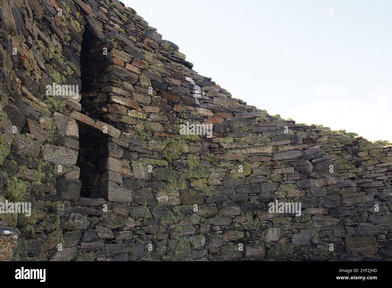 The inside wall and openings of Dun Carloway Broch on the Isle of Lewis ...