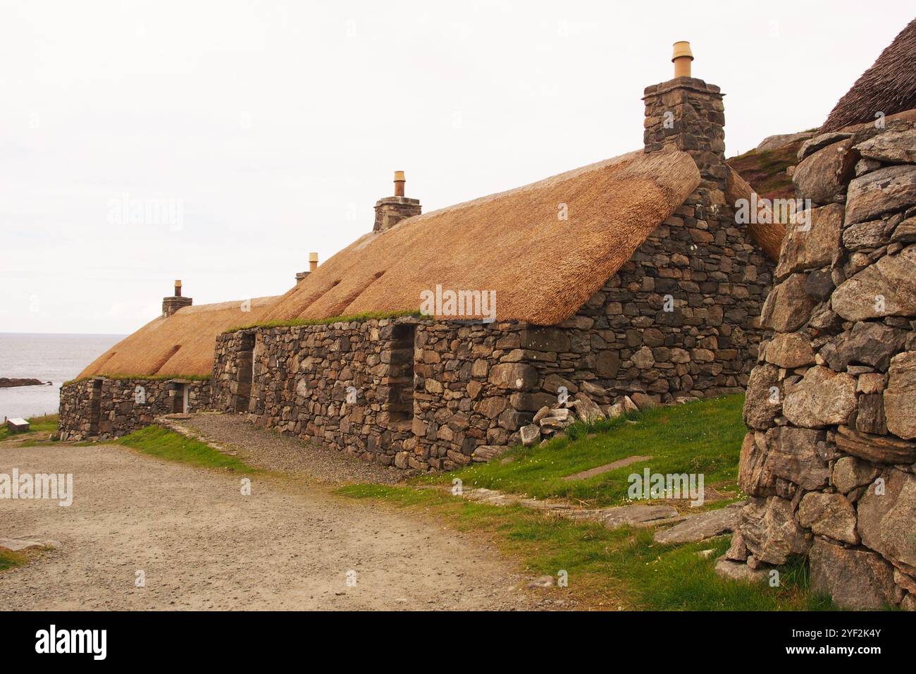 The blackhouse village at Gearrannan on the Isle of Lewis, Scotland. UK ...