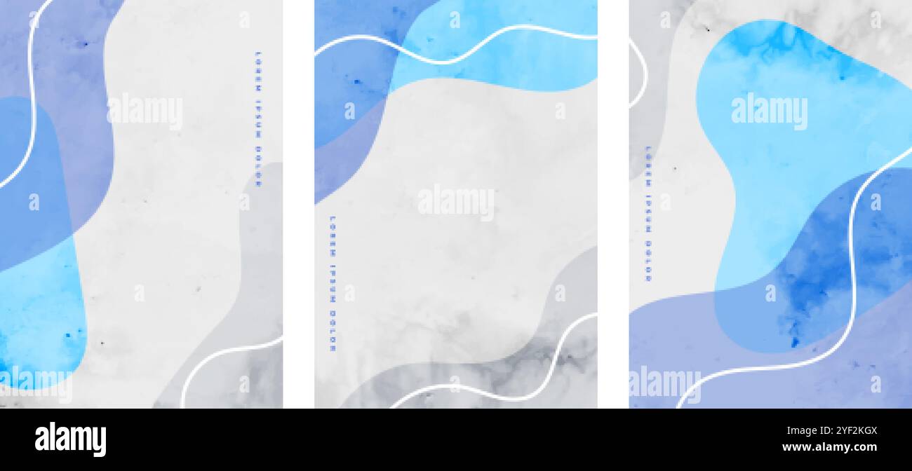 minimalist fluid shapes abstract flyers set in blue colors Stock Vector ...