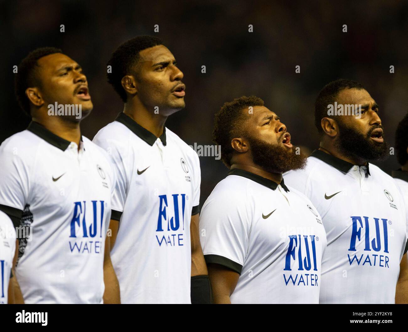 Autumn Series: Scotland v, Fiji. 02nd Nov, 2024. The teams line up for ...