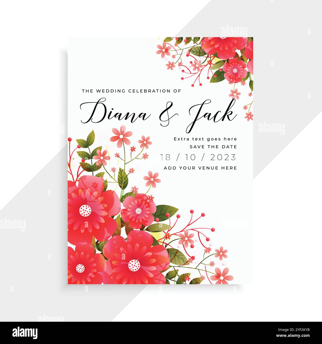 lovely red flower wedding card template design Stock Vector Image & Art ...