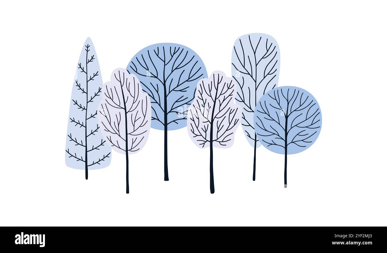 Panorama winter forest trees Cut Out Stock Images & Pictures - Alamy