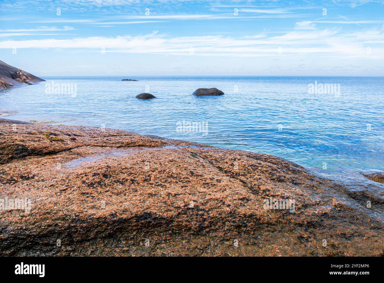 Bizarre coastal landscape of granite rocks on the Blue Maiden (Bla ...