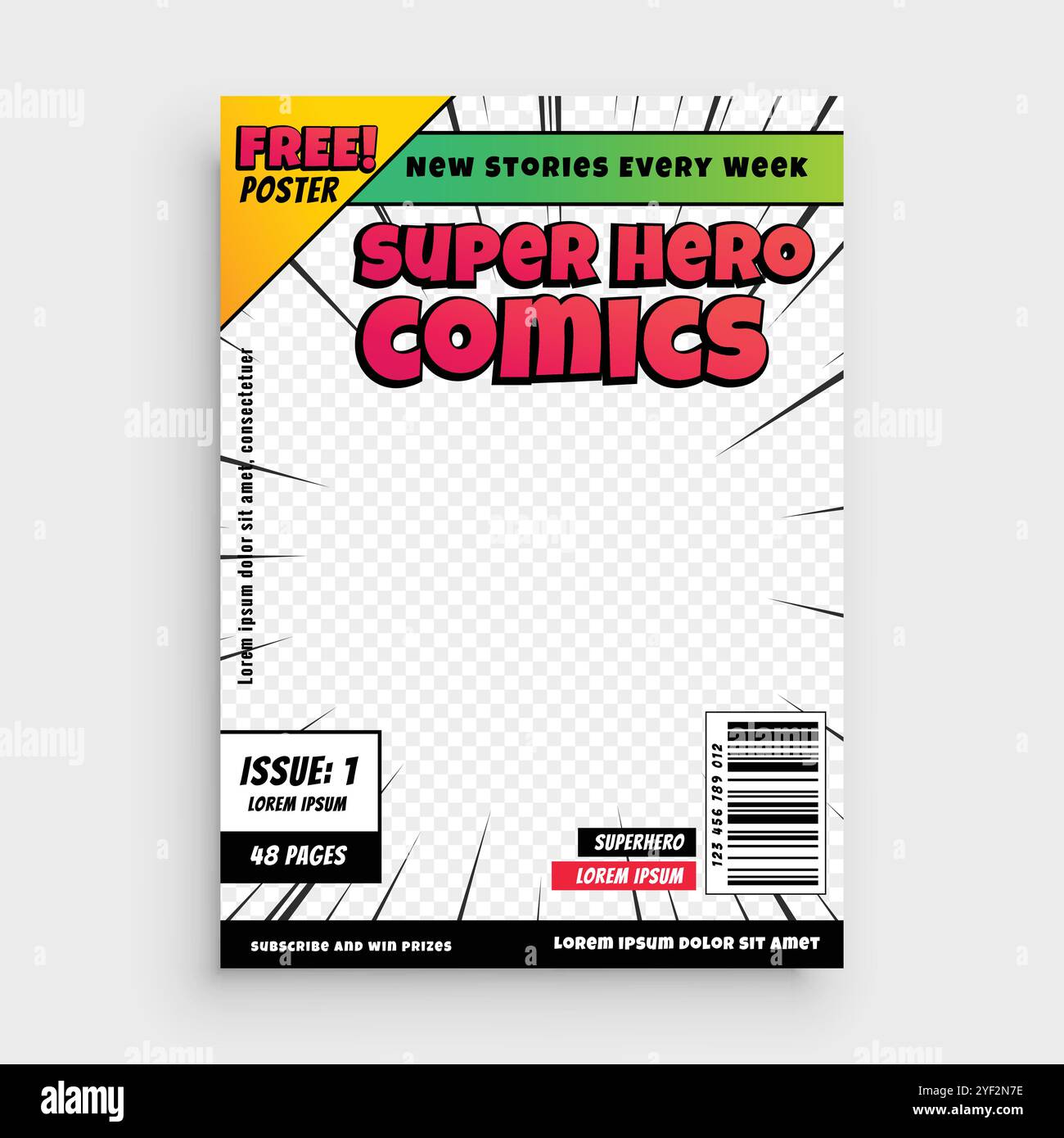 super comics cover page template design background Stock Vector Image ...