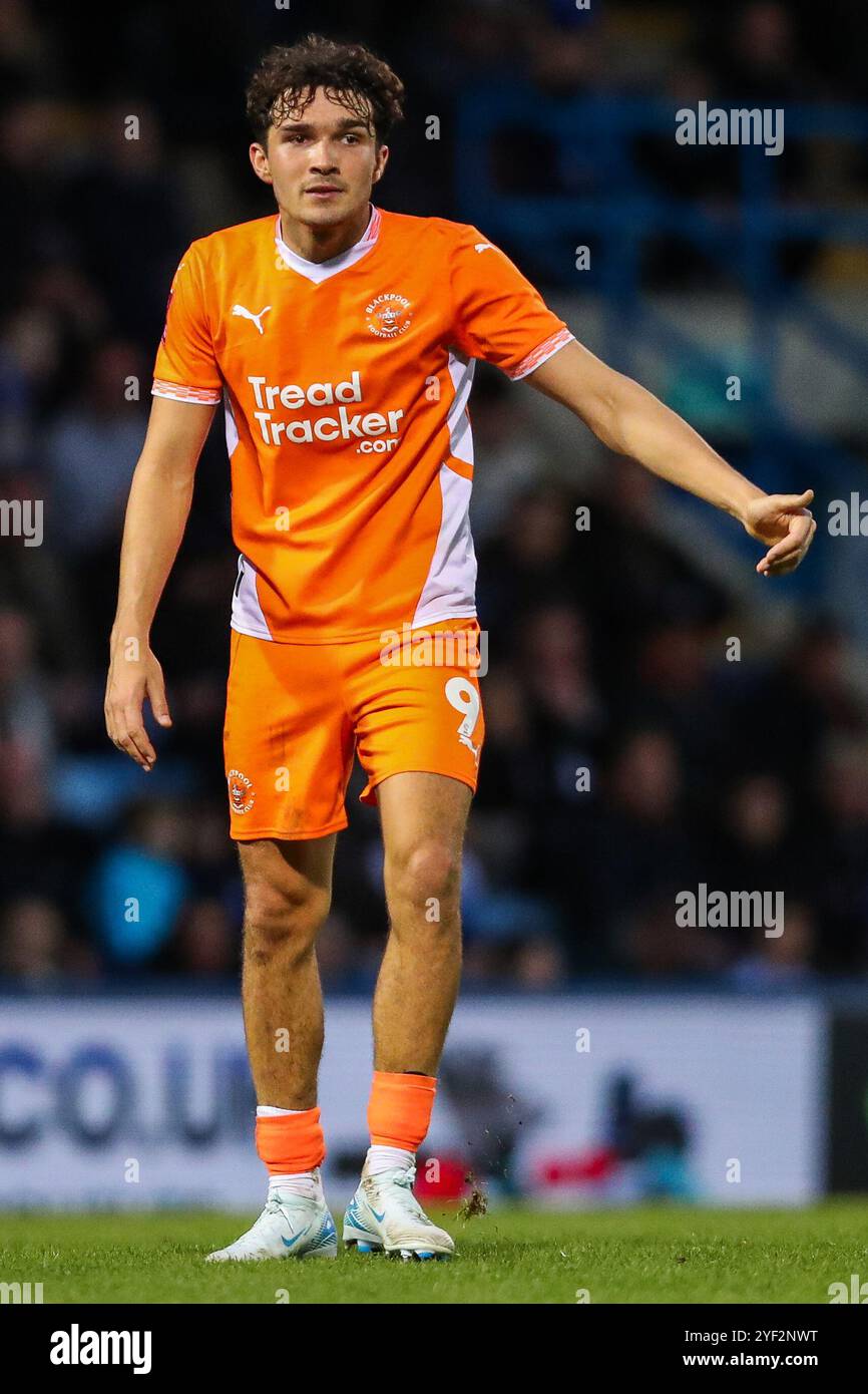Kyle Joseph of Blackpool gives the team instructions during the ...