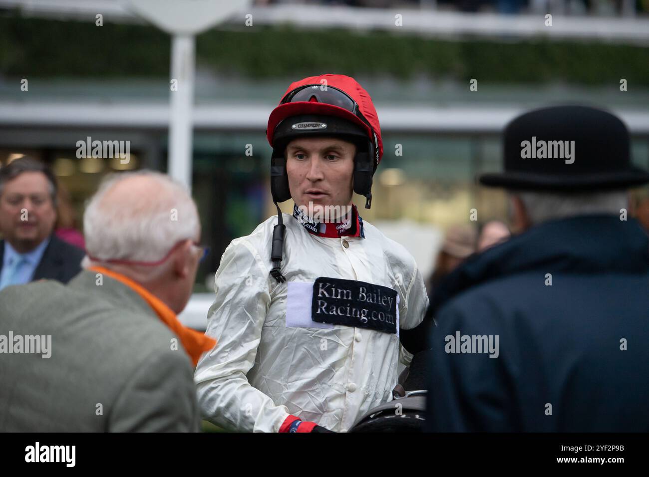 Ascot, Berkshire, UK. 2nd November, 2024. Jockey Tom Bellamy who rode ...