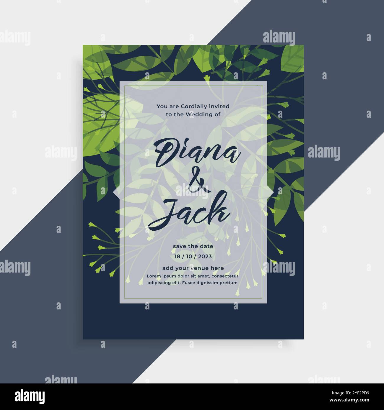 nature leaves style wedding card invitation template Stock Vector Image ...