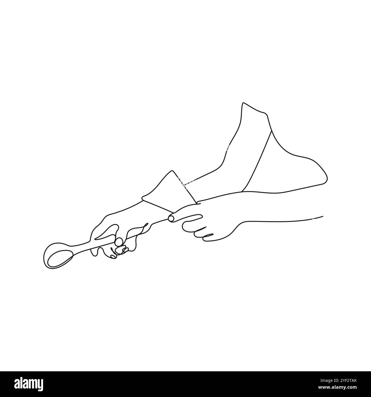 Ice cream seller making ice cream in a waffle cone. One line art. Hand ...