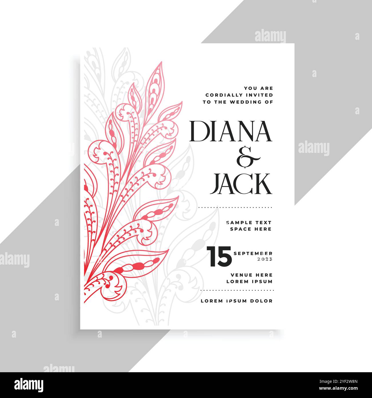 ornamental floral decorative wedding card template design Stock Vector ...