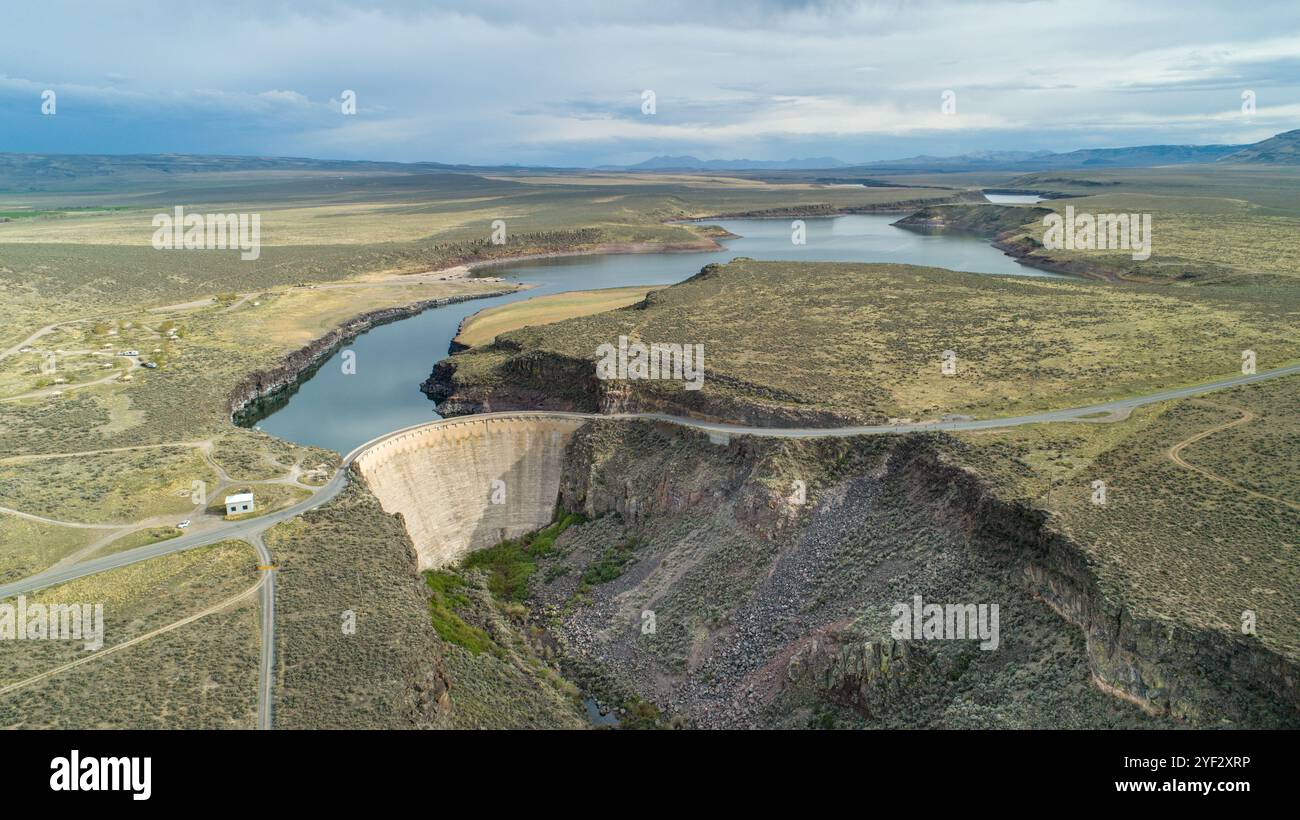 Scenic Aerial View of Idyllic Landscape with Dam and River Stock Photo ...