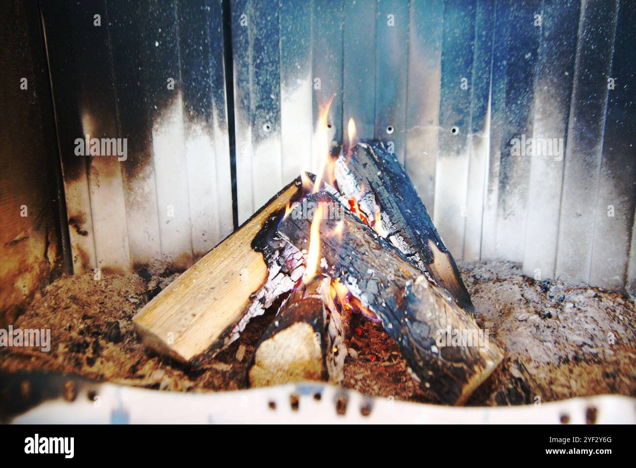 Fire Close-Up burning firewood in the fireplace. Firewood Burn in the ...