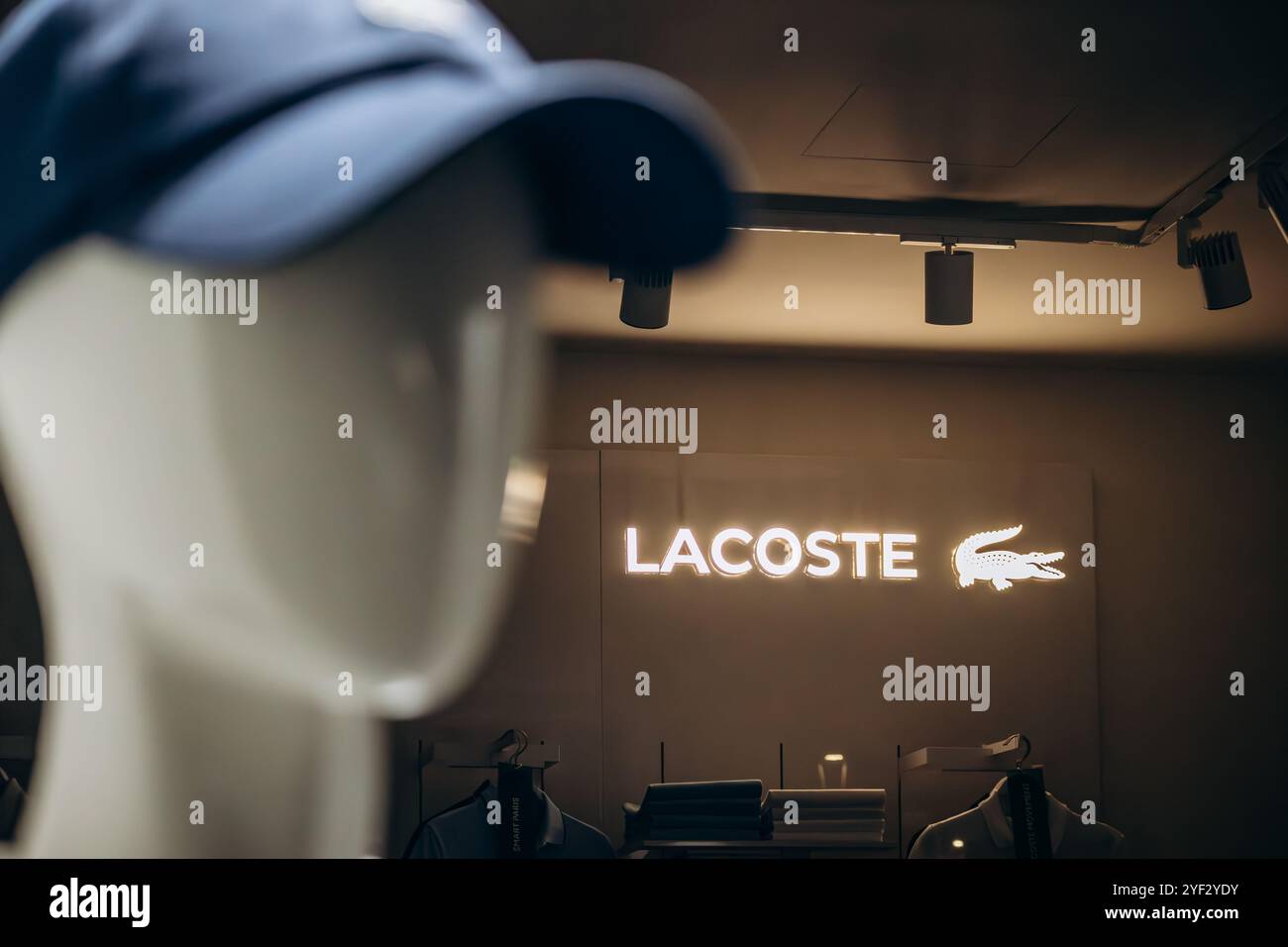 Bologna, Italy - October 6, 2024: Window display of Lacoste boutique in ...