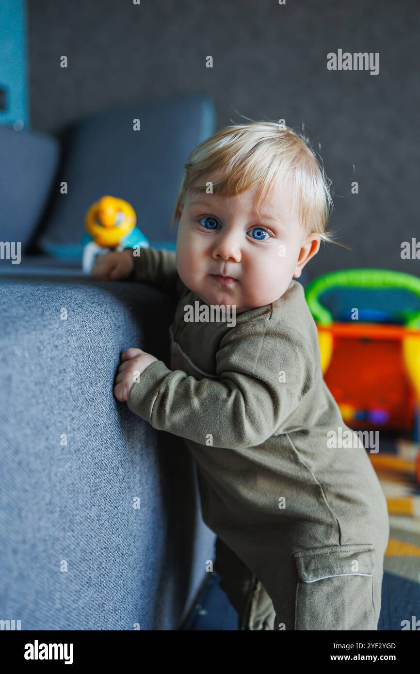 baby first steps. happy family kid dream concept. father teaches baby ...