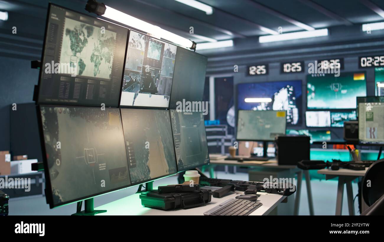 Secure room in army governmental facility used for surveillance ...