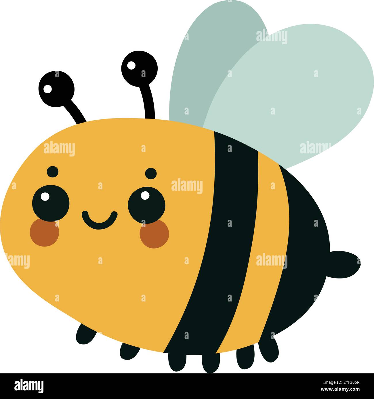 Cute illustration of a childish bee with sweet face isolated on white ...