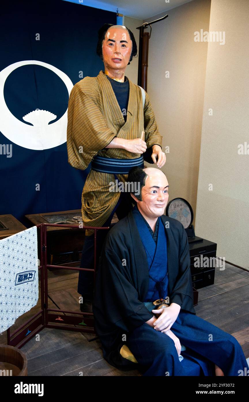 Display at the Feather Museum in Seki City, Gifu showing a traditional ...