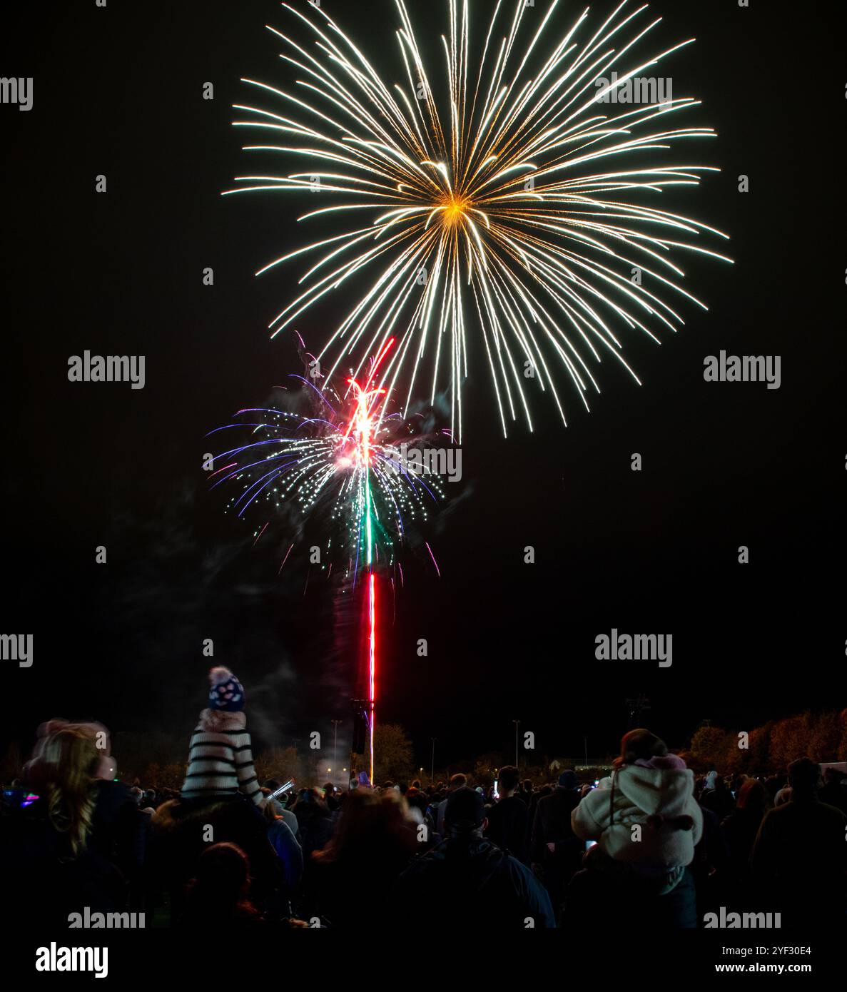 Crowds watching the Bicester Round Table 2024 annual fireworks display ...